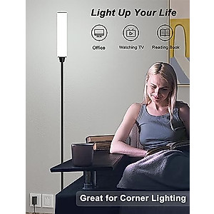 Floor Lamps for Living Room, Upgrade Moder Floor Lamp with Remote Control, Full Range Dimming Minimalist Standing Lamp Perfect for Living Room, Bedrooms and Office (Black)