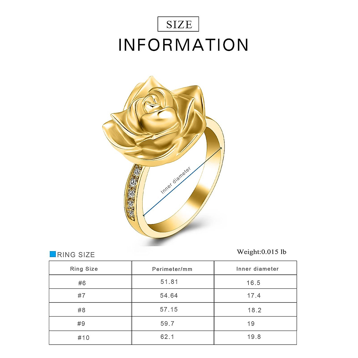 constantlife Cremation Ring for Ashes for Women Girls Rose Flower Urn Rings Memorial Jewelry Human Pet Stainless Steel Ash Holder Loved Ones Funeral Keepsake Gift (Golden-6)