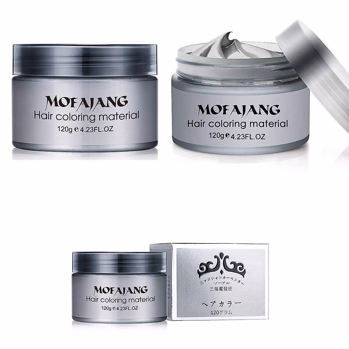 Temporary Silver Gray Hair Spray Color, Luxury Coloring Mud Grey Hair Dye Wax,Washable Treatment with All Day Hold. Non-Greasy Matte Hairstyle Ash for Party, Cosplay (1, Gray)