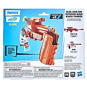 Nerf Fortnite Flare Dart Blaster, Break-Open Dart Loading, Includes 3 Nerf Mega Darts That Whistle Through The Air, Pull-Down Priming Handle
