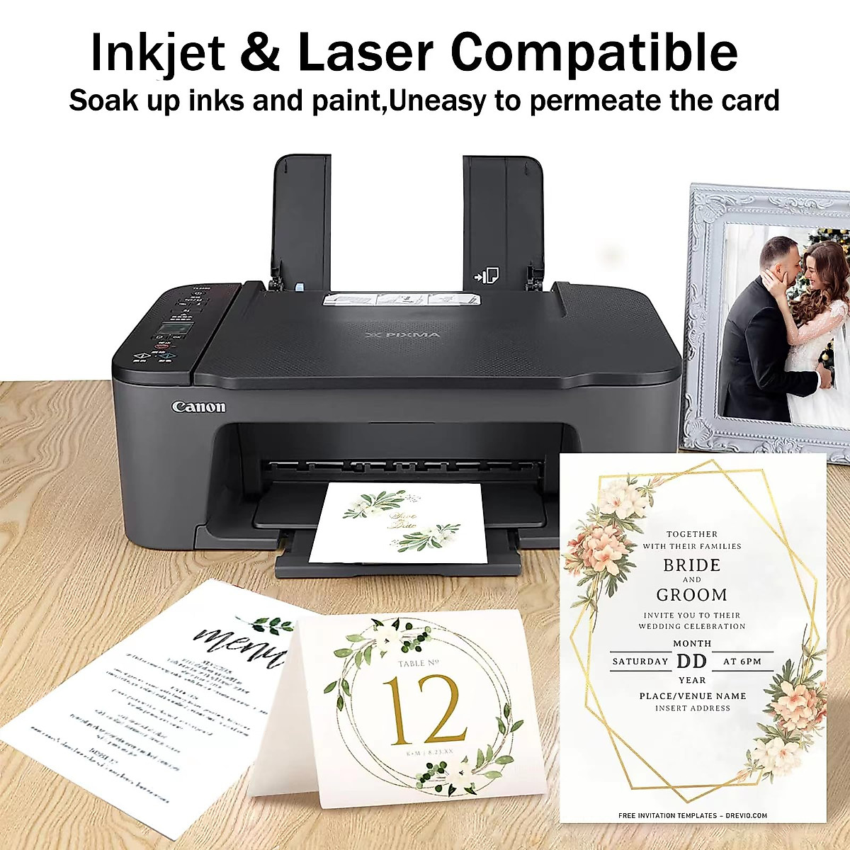 50 Pack White Cardstock 8.5 x 11 White Paper, Goefun 65lb Card Stock Printer Paper for Cards Making, Office Printing, Paper Crafting