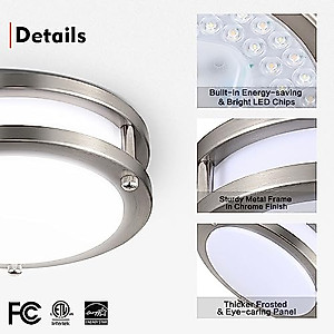 TUUANA 4-Pack LED Ceiling Light Fixtures, 20W 7in Flush Mount Ceiling Lights 2700K/3000K/4000K/5000K/6500K Adjustable, Super Bright Dimmable Ceiling Lamps for Bedroom Bathroom Hallway, Brush Nickel