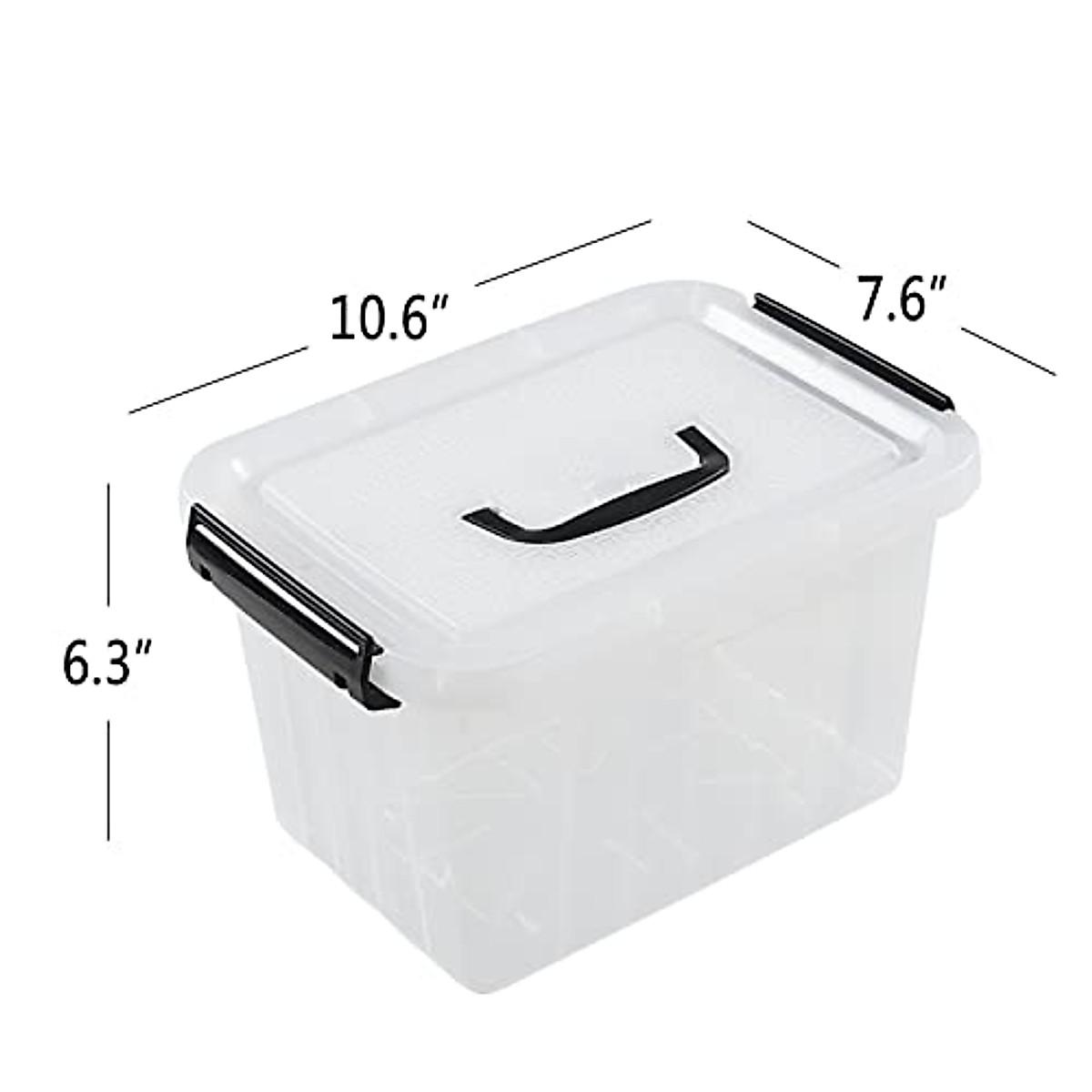 Hespama 6 Quart Storage Bin, Plastic Latching Box with Lid, 4 Packs, R