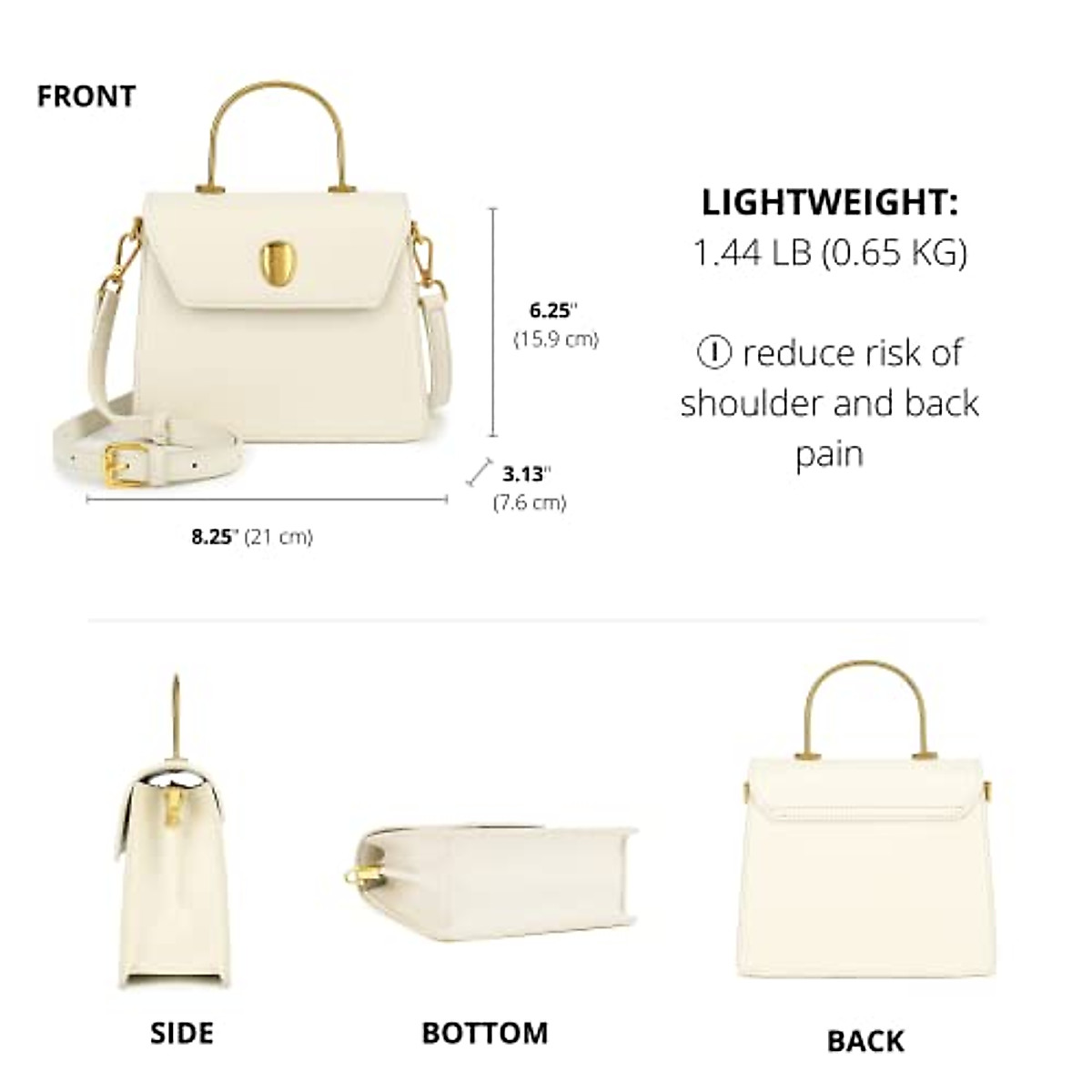 Scarleton Gold Top Handle Satchel Purses for Women, Handbags for Women, Crossbody Bags for Women, Shoulder Bag Purse Mini, H208402 - White