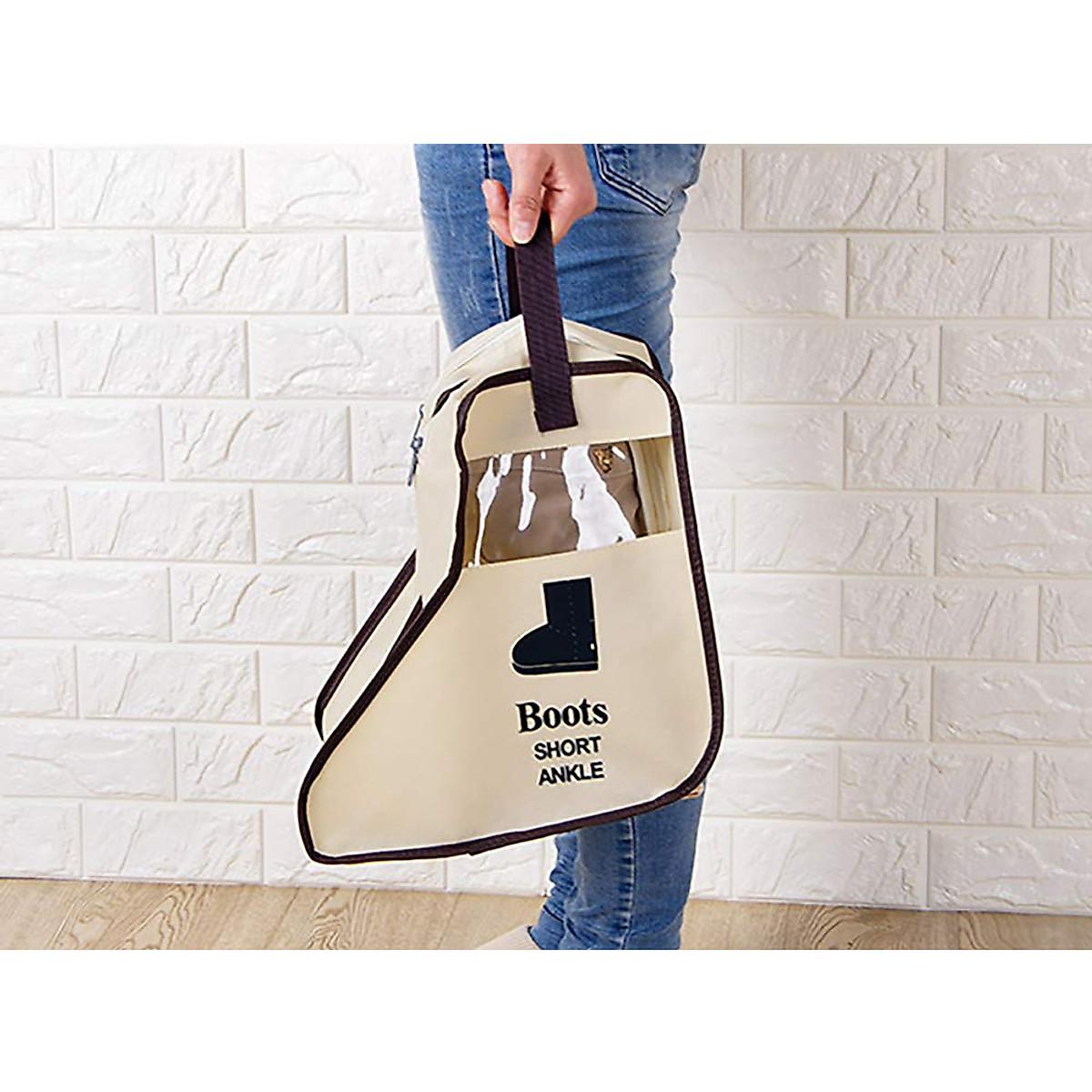 Boots Storage Bag Portable Short Boots Bag Visuable Foldable Boots Cover Protector Bag Dustproof Waterproof Shoes Handbag Hunting Fishing Riding Hiking Boots Carrier Box Bag Shoes Organizer