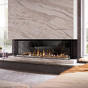 Dimplex IgniteXL Bold 60-in Built-in Linear Modern Electric Fireplace with Multiple Display Options, Multi-Colored Flames | with Crystals and Driftwood Logset, Model: XLF6017-XD