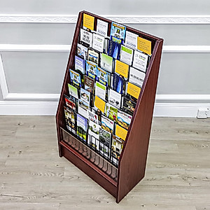 FixtureDisplays® Literature Rack Brochure Holder Leaflet Coupon Stand Greeting Card Rack 9 Tier 45 Facing Travel Information Kiosk 1453 RED-NPF