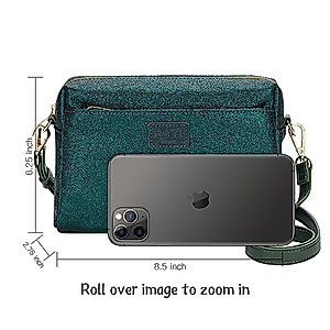 GAYI URBAN Glitter Crossbody Bags for Women, Sparkle Shoulder Handbags with Chain, Ladies Clutch Purses with Zipper Closure (Green)