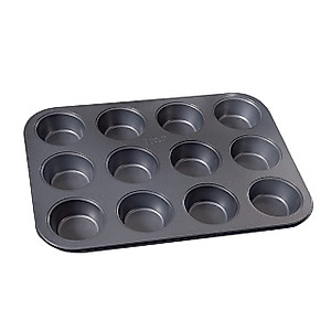 Baker's Secret 12cup Muffin Pan Cupcake Nonstick Pan - Carbon Steel Pan Muffins Cupcakes 2 Layers Non Stick Coating Easy Release Dishwasher Safe DIY Bakeware Baking Supplies - Advanced Collection