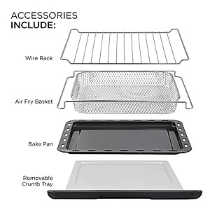 Elite Gourmet EAF9100 Maxi-Matic Electric Fryer Oven, Oil-Less Convection Oven Extra large 25L Capacity, Grill, Bake, Roast, Air Fryer, 1640-Watts, Black, 16.88