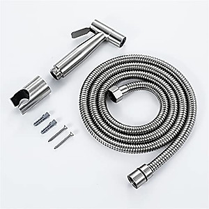 MINJING Bidet Faucet, Dual Function Soft and Jet Stainless Steel Hand Held Sprayer with a Hook Holder, Toilet Attachment Handheld Cloth Diaper Spray Set,Spray Gun Set