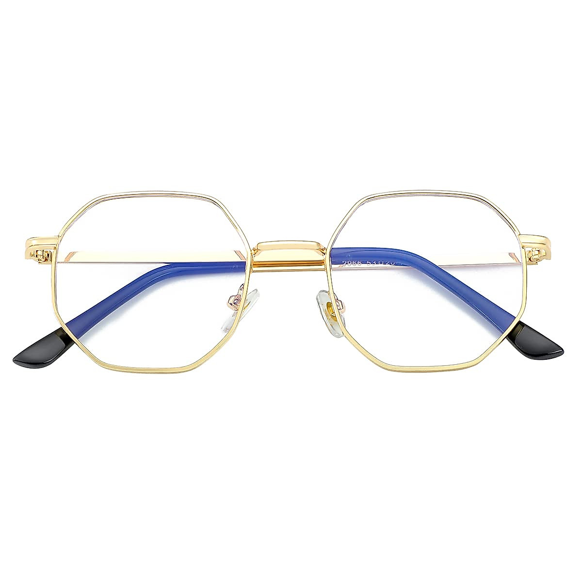 JOVAKIT Polygon Blue Light Blocking Glasses for Women Men Vintage Octagon Square Non-prescription Metal Eyeglasses (Gold)
