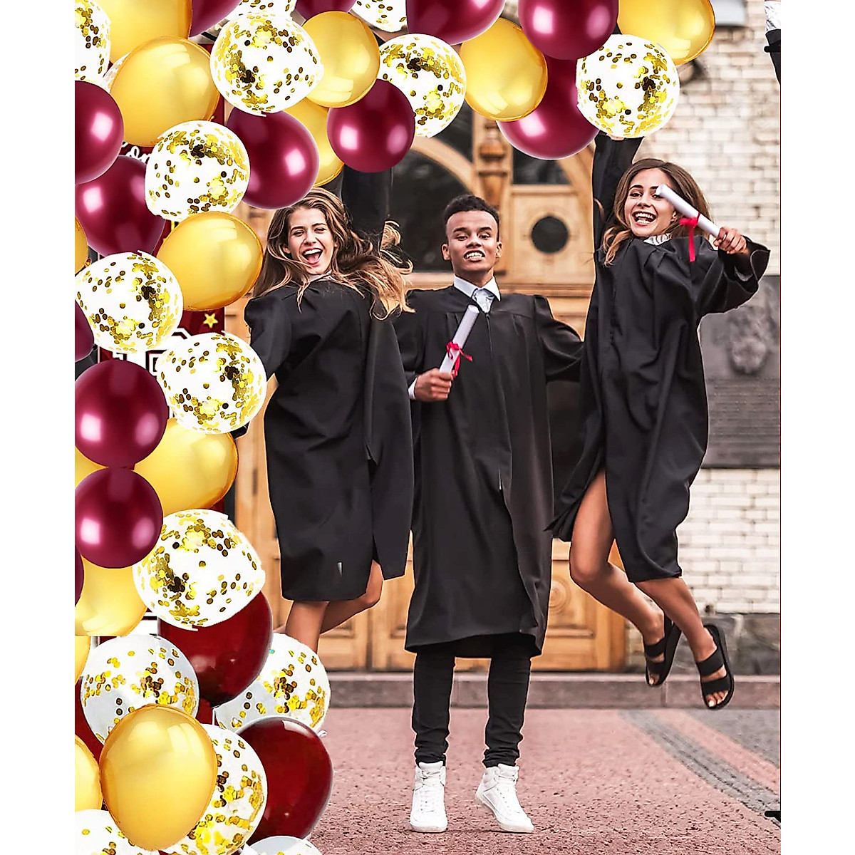 Graduation Party Decorations Maroon Gold 2023/Burgundy Gold Fall Birthday Party Decorations for Women Fall Balloons/Fall Party Decorations/Fall in love Bridal Shower Decorations