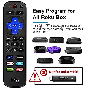 1-clicktech Remote for Roku TV, Compatible for TCL HISENSE ONN Sharp Hitachi Element Westinghouse LG Sanyo JVC Magnavox - All Built-in Roku TV [Not for Roku Stick]