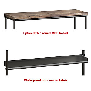 INGIORDAR Shoe Rack Organizer 6 Tier Metal Organizer Shelf with Industrial MDF Board and Layer Fabric for Entryway Closet Bedroom Living Room Garage,Black & Rustic Brown