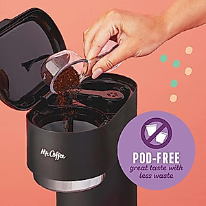 Mr. Coffee Iced and Hot Coffee Maker, Single Serve Machine with 22-Ounce Tumbler and Reusable Coffee Filer, Black