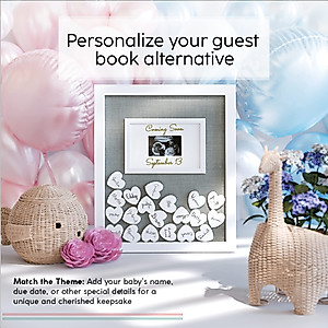 GLM Premium Baby Shower Guest Book with Welcome Sign & 50 Hearts - Perfect Keepsake Memory Book for Boy & Girl Baby Shower Decorations, Alternative to Traditional Guest Books!