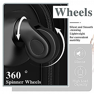 VLIVE HardShell Luggage Set with Spinner Wheel, 3 Pieces Suitcase Set with TSA Lock, Expandable Travel Suitcase Set (Black)