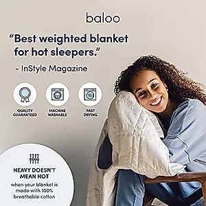 Baloo Soft 15lb Full/Queen Weighted Blanket with Removable Linen Cover - Heavy Cotton Quilted Blanket - Dove Grey, 60x80 inches Living