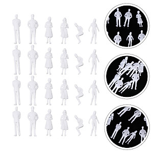 Painted People Figures Plastic Lifelike Models White Miniature Figurine People Scale Models 50pcs Different