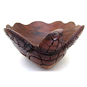 OMA Wooden Mahogany Hand Crafted Sea Turtle Serving Bowl Serving Platter