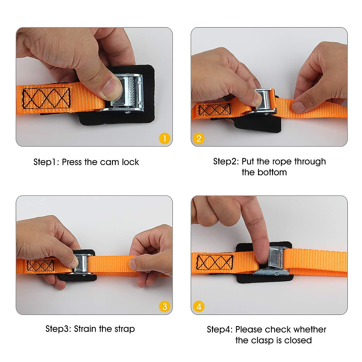 JCHL Sturdy 20-foot-by-1-inch Tie Down Strap Lashing Strap Cargo Tie-Down Strap Padded Cam Lock Buckle 1000lbs Capacity (4-Pack)