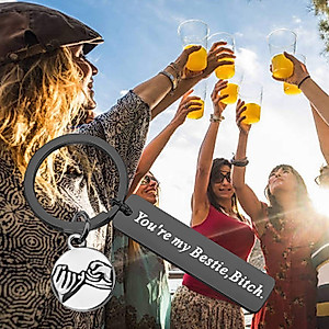 WSNANG Best Friend Keychain Besties Gift You Are My Bestie Bitch Keychain Friendship Jewelry BFF Birthday Gift Sister Gift (black)