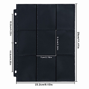 9 Pockets Trading Card Binder Sleeves Pages,900 Pockets/ 50 Sheets Card Protectors Fit 3 Ring Binder Card Sheets Double-Sided for Standard Size Cards Sport Cards Id Game Cards OS0850BK