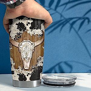 SANDJEST Cow Tumbler Cowgirl 20oz Tumblers with Lid Gift for Women Girl Daughter Sister Animal Lovers Christmas Birthday