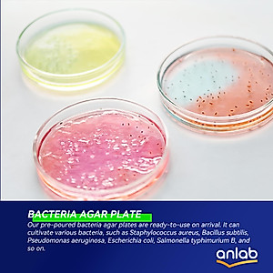 anlab™ Nutrient Agar Petri Dishes Science Project Kit, 10 Pre-Poured Agar Plates and Cotton Swabs for Science Experiments, Bacteria Science Kit - Sealed Separately (Amazon Delivery)