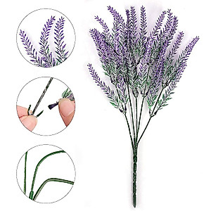 N&T NIETING Flowers Artificial, 6Pcs Purple Flower Fake Lavender for DIY Wedding Bouquet Table Centerpieces Patio Garden Outdoor Indoor Home Decoration