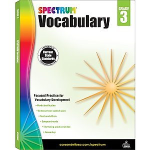 Spectrum 3rd Grade Vocabulary Workbook, Ages 8 to 9, Prefixes, Suffixes, Word Classification Vocabulary Building With Reading Comprehension and Vocabulary Test Practice, Grade 3 Vocabulary Workbook