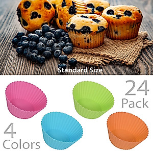 Bakerpan Silicone Muffin Cups - Reusable Cupcake Liners for Baking - Set of 24 Silicone Cupcake Molds - Premium Reusable Cupcake Liners for Baking