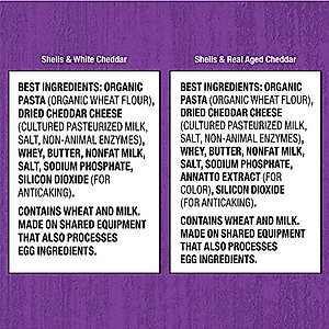 Annie's Organic Macaroni and Cheese Variety Pack, Shells & White Cheddar and Shells & Real Aged Cheddar, 6 oz (Pack of 12)
