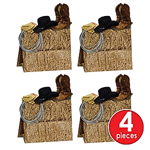 Beistle 3-D Western Centerpieces, 9.5" Tall, Set of 4 - Desert-Themed Table Decoration, Cowboy Old Wild West Birthday Parties