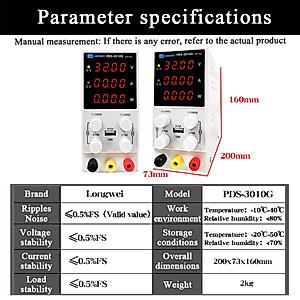 LWLONGWEI DC Power Supply Variable, Adjustable Switching Regulated Power Supply 30V 10A with Encoder Coarse & Fine Adjustments Knob, Beach Power Supply with USB 5V 2A Charge Interface