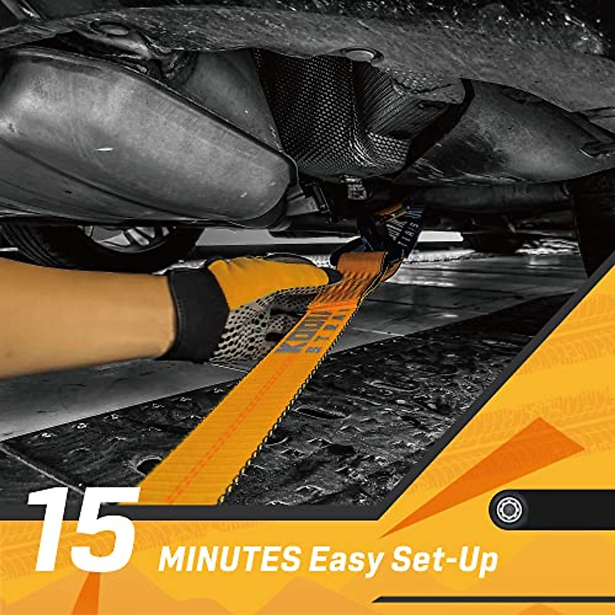 4 Pack Axle Tie Down Strap Combo with Snap Hook Ratchet-2 Inch x 114 Inch -Include 36” Axle Straps for Trucks- Heavy Duty 3333lbs Working Load KODIAK STRAPS