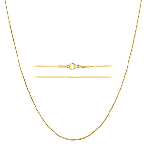 KISPER 24k Gold Snake Chain Necklace – Thin, Dainty, Gold Plated Stainless Steel Jewelry for Women & Men with Lobster Clasp, 20”