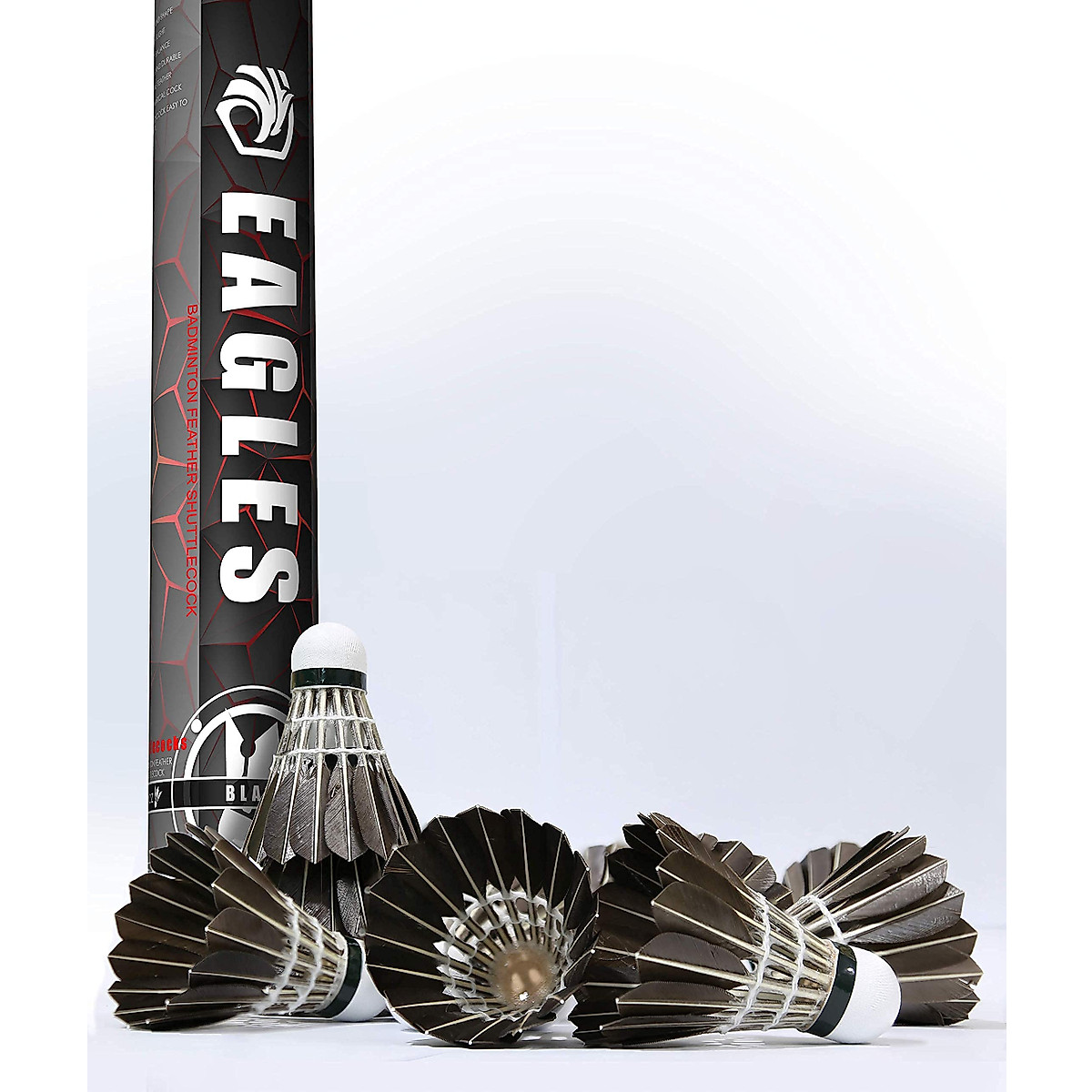 EAGLES Badminton Birdies Feather Bedminton Shuttlecocks- Birdie Ball for Indoor and Outdoor Matches ~ Highly Stable & Durable Shuttle Balls (Black)