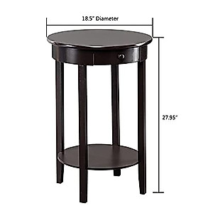 RLZCFF 47x47x71CM Simple Round with Drawer Side Coffee Table Side Table End Table Brown for Livng Room