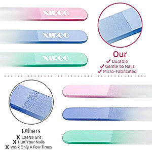 Glass Nail File 3 Pack, Nail File, Glass Nail File with Case, Double Sided Etched Surface Files, Stocking Stuffers for Women or Adults, Unique Gifts Package for Women and Girls, by XIPOO