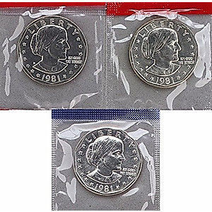 1981 Various Mint Marks P D & S Susan B. Anthony SBA Gem UNC BU Dollars Original Mint Cello Collection Uncirculated
