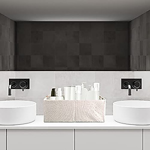 LaMorée Fabric Storage Bin Box Foldable Cotton Linen Storage Basket with Wooden Handles Rectangular Cube Decorative Home Nursery Laundry Organizer Clothes Blanket Container – Beige, Large