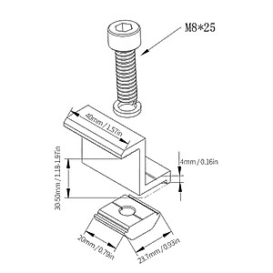 10Pcs Solar End Clamp Z Bracket Mid Clamps Aluminum Alloy for Solar Panel PV Mounting System
