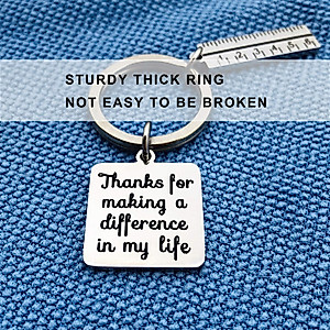XGAKWD Teacher Appreciation Gift Keychain - Thanks for Making a Difference in My Life Teacher Key Chain for Women Men, Birthday Graduation Christmas Gifts for Teachers (Ruler)
