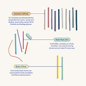 GIR: Get It Right | Silicone Straws Perfect for Small Glasses | Great for Hot + Cold Drinks |, Geode, 10-Pack, 10 CountÉ