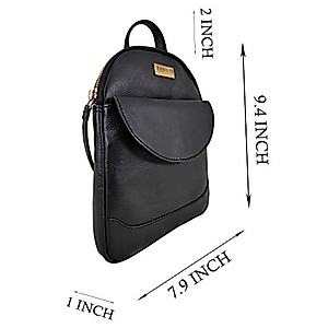 Genuine Leather Backpack For Women & Men- Fits Ipad upto 9inch Leather Mini Backpack Unisex Bag Bookbag College Bag (Black)