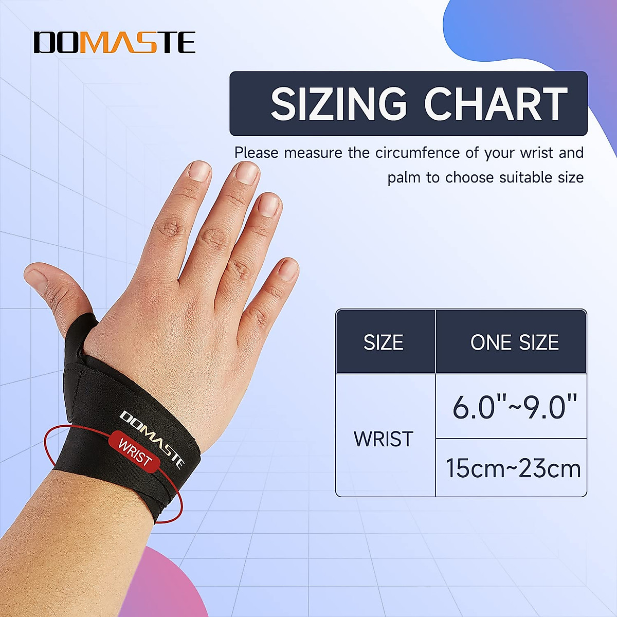 Domaste Ultra Thin Wrist Brace - Sport Slim Carpal Tunnel Support for Men and Women, Adjustable, Lightweight, Breathable and Skin Friendly (Black/Right/One Size)