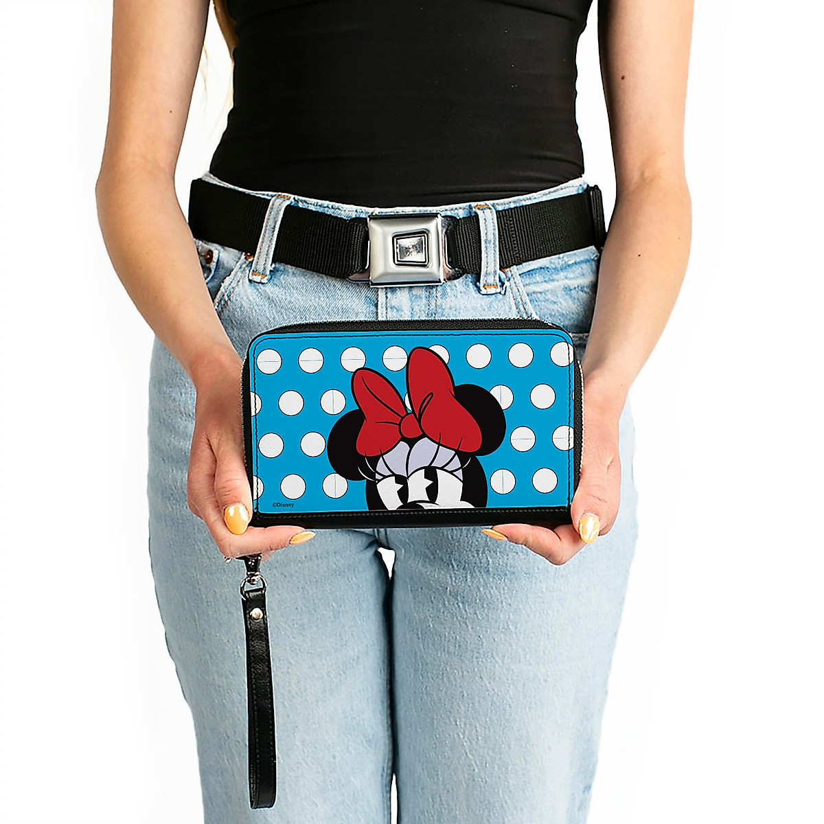 Buckle-Down Women's PU Zip Around Wallet Rectangle-Minnie Mouse, 7.5"x4.5"
