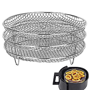 XL Air Fryer Accessories-Air Fryer Three Stackable Racks for Gowise Phillips USA Cozyna Ninjia Airfryer,Air Fryer Rack Stainless Steel Fit all 4.2QT - 5.8QT air fryer,Oven,Pressure Cooker
